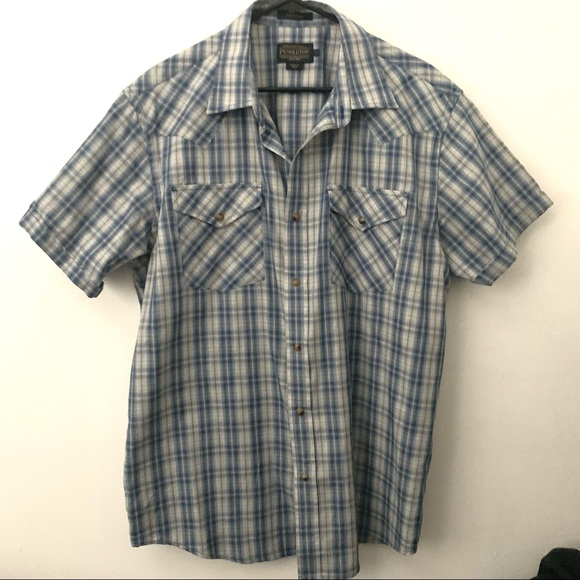 Pendleton | Shirts | Pendleton Frontier Small Plaid Short Sleeve Snap ...